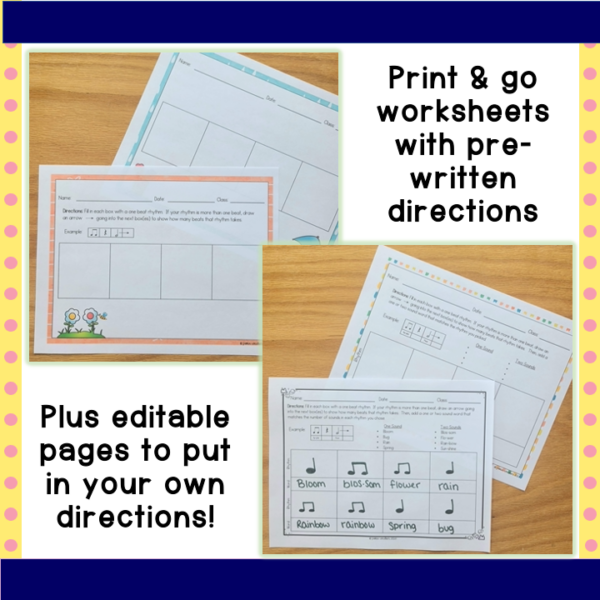 Spring Elementary Music Composition Print and Go Rhythm Worksheets ...