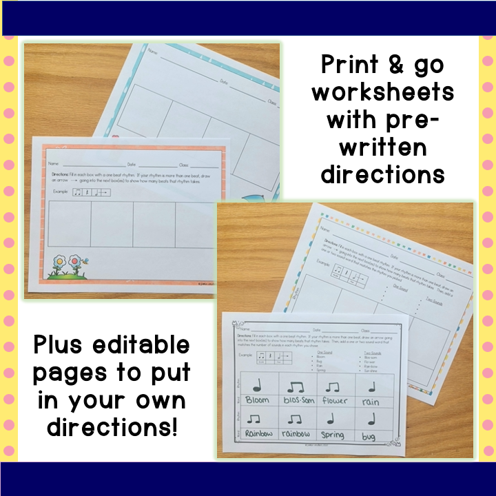 Spring Elementary Music Composition Print and Go Rhythm Worksheets ...