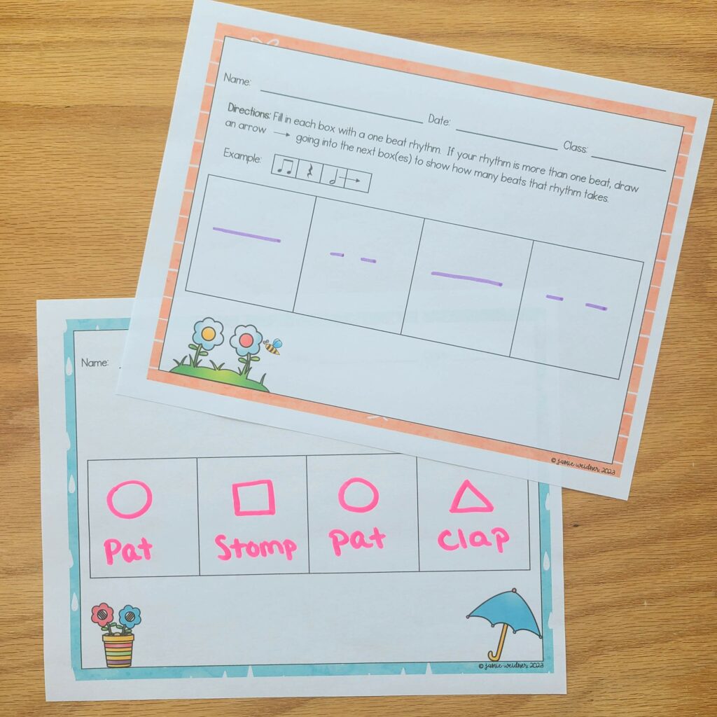 Spring Elementary Music Composition Print and Go Rhythm Worksheets ...