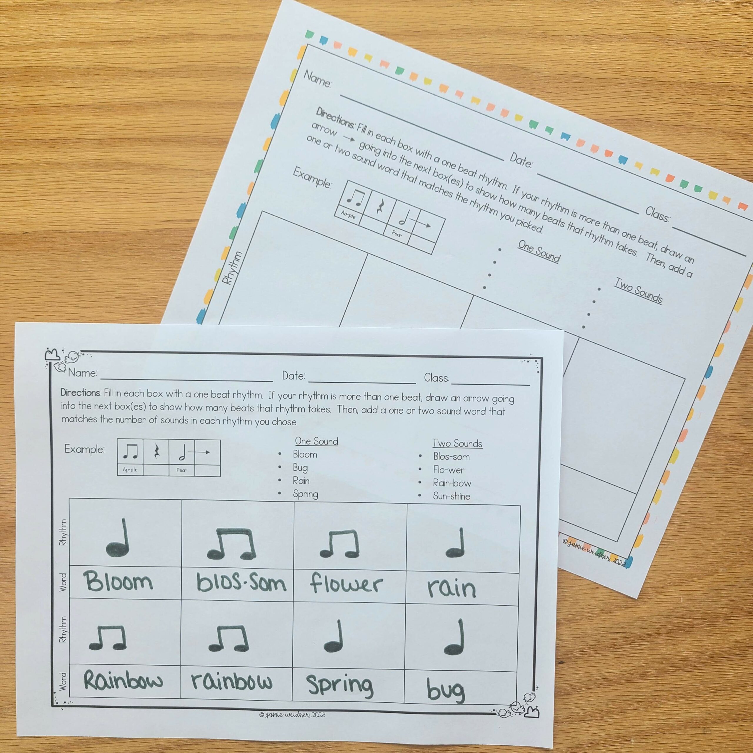 Spring Elementary Music Composition Print and Go Rhythm Worksheets ...