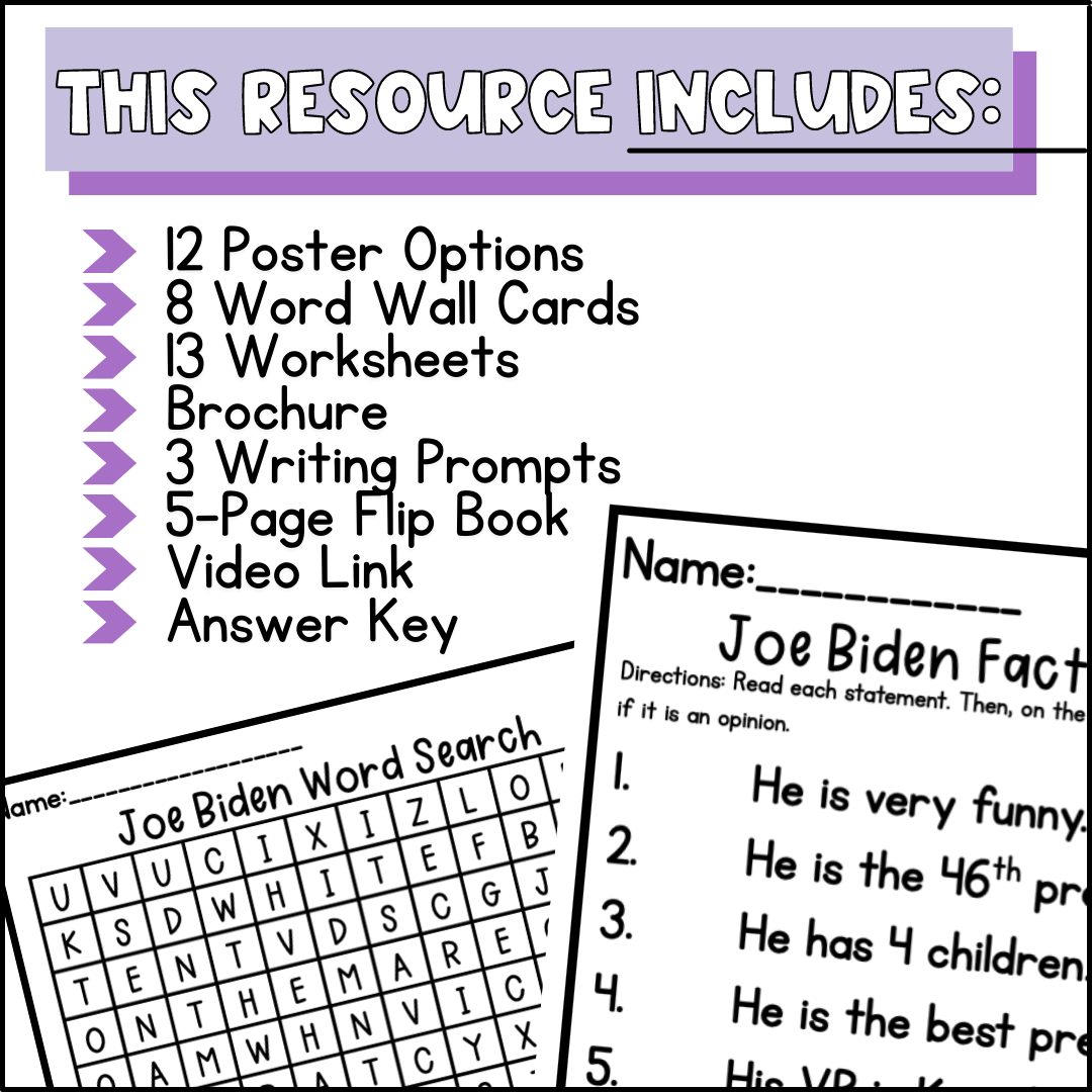 Joe Biden Biography Activities, Flip Book, & Report - Presidents' Day ...