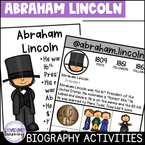 Abraham Lincoln Biography Activities for Kindergarten, 1st Grade, & 2nd ...