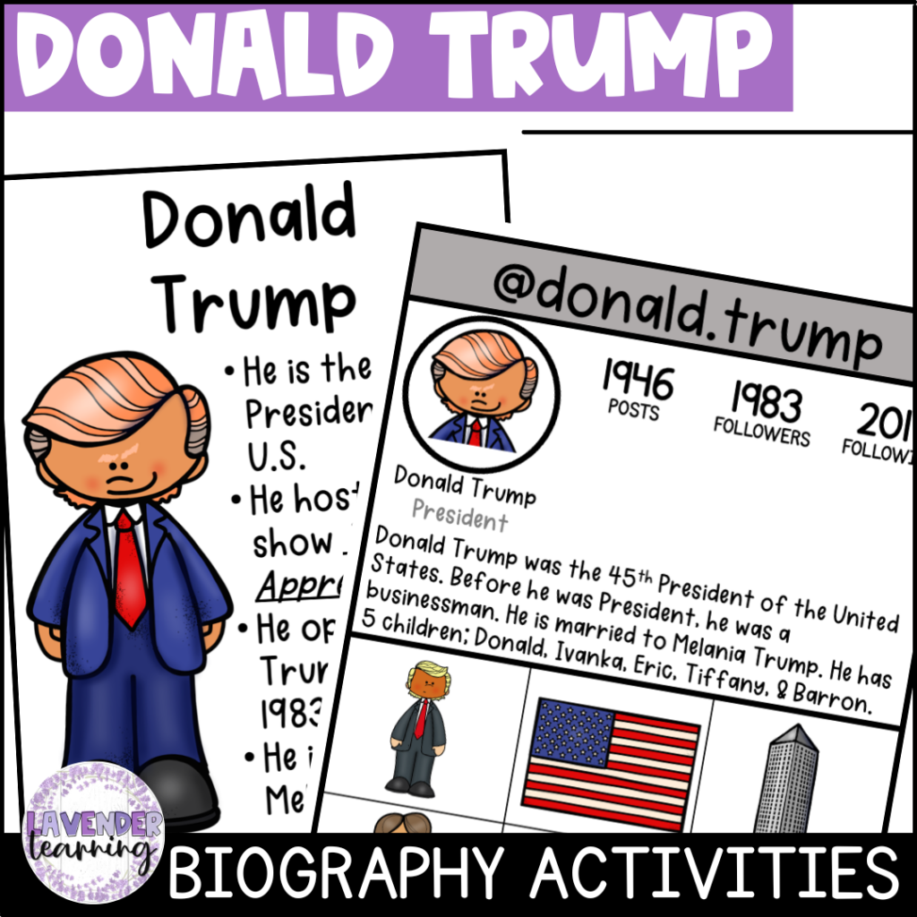 Donald Trump Biography Activities for Kindergarten, First Grade ...