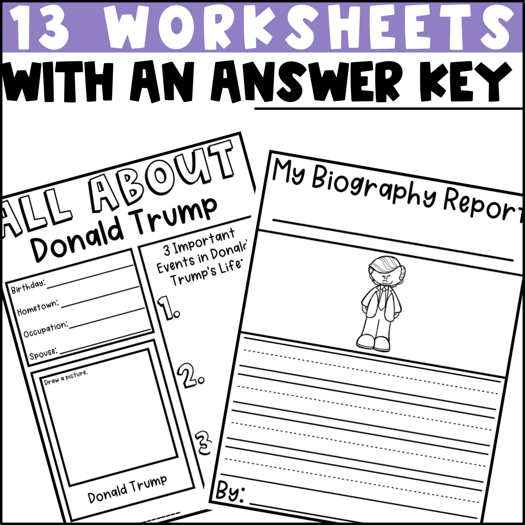 Donald Trump Biography Activities for Kindergarten, First Grade ...