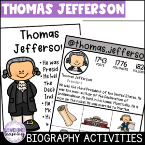 Thomas Jefferson Biography, Flip Book, & Report Activities - Presidents ...