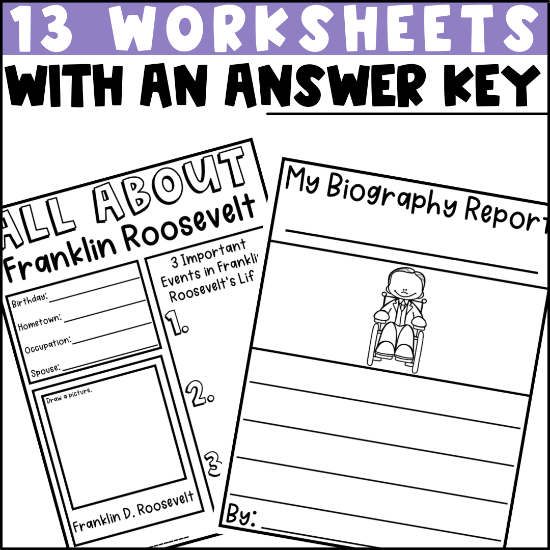 Franklin D. Roosevelt Biography Activities, Report, Worksheet ...
