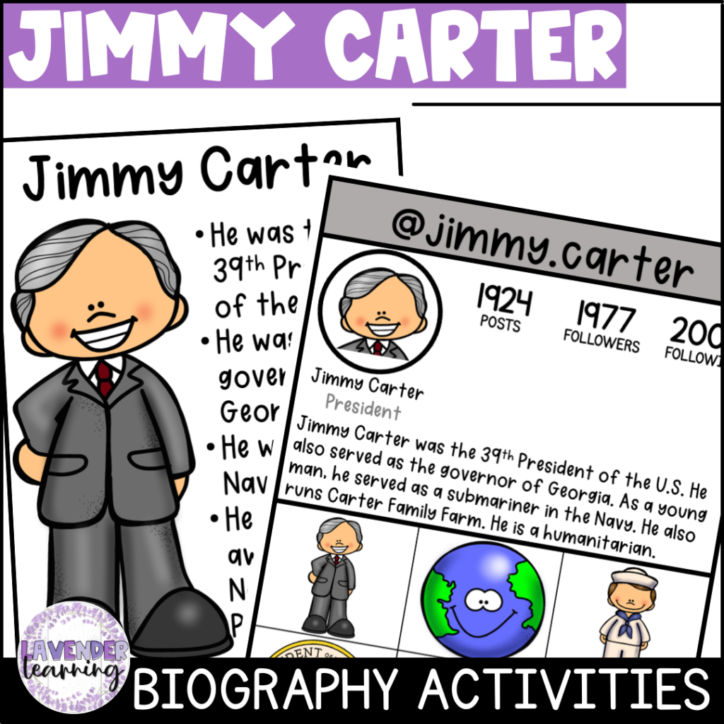 Jimmy Carter Biography Activities, Worksheets, & Report - Presidents ...