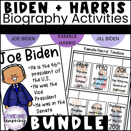 Joe Biden, Kamala Harris, and Jill Biden Biography Activities & Flip ...