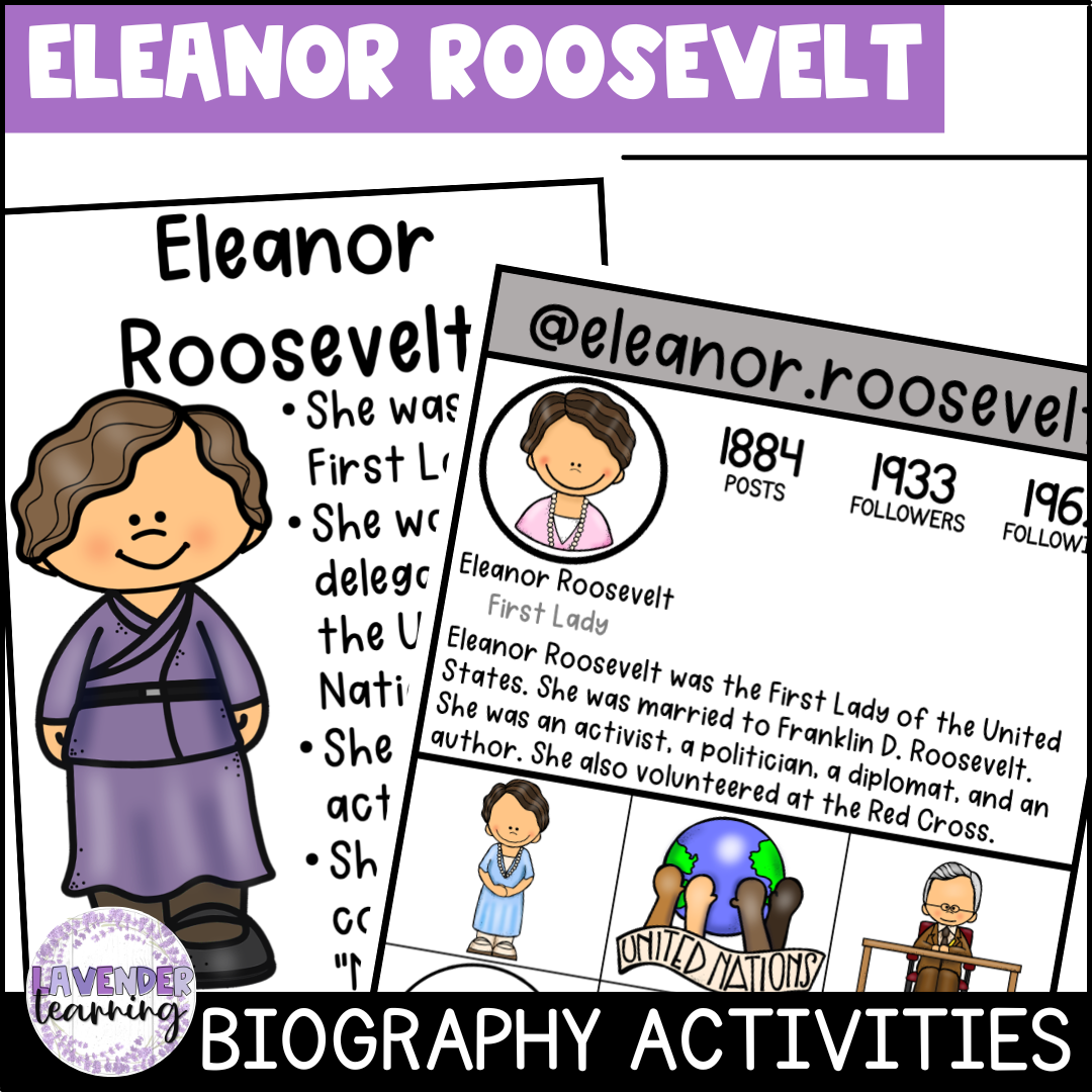 Eleanor Roosevelt Biography Activities for Kindergarten, 1st Grade ...