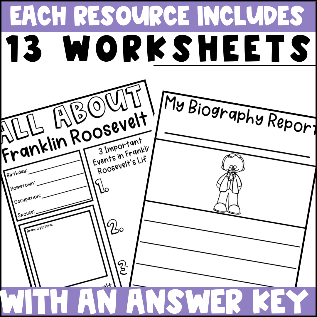 The Roosevelts Biography Activities Bundle - Franklin, Theodore ...