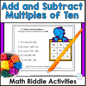 Add & Subtract Tens - Place Value Task Cards for 1st Grade Math ...