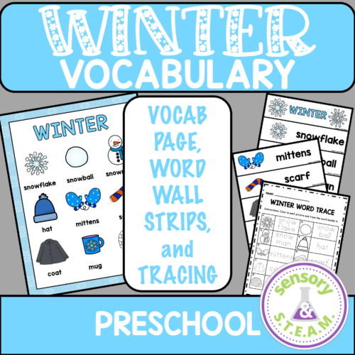 WINTER VOCABULARY PAGE FREEBIE word wall pocket charts tracing sheet ...