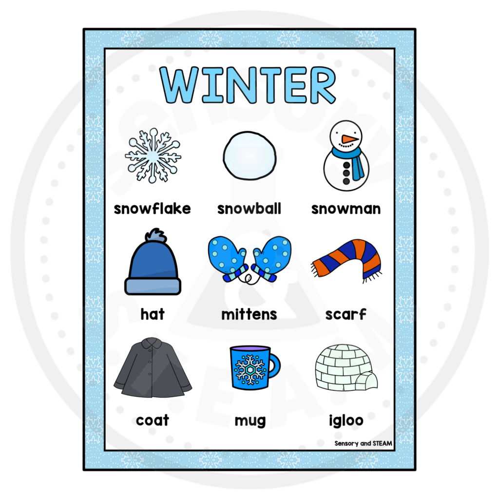 WINTER VOCABULARY PAGE FREEBIE word wall pocket charts tracing sheet ...