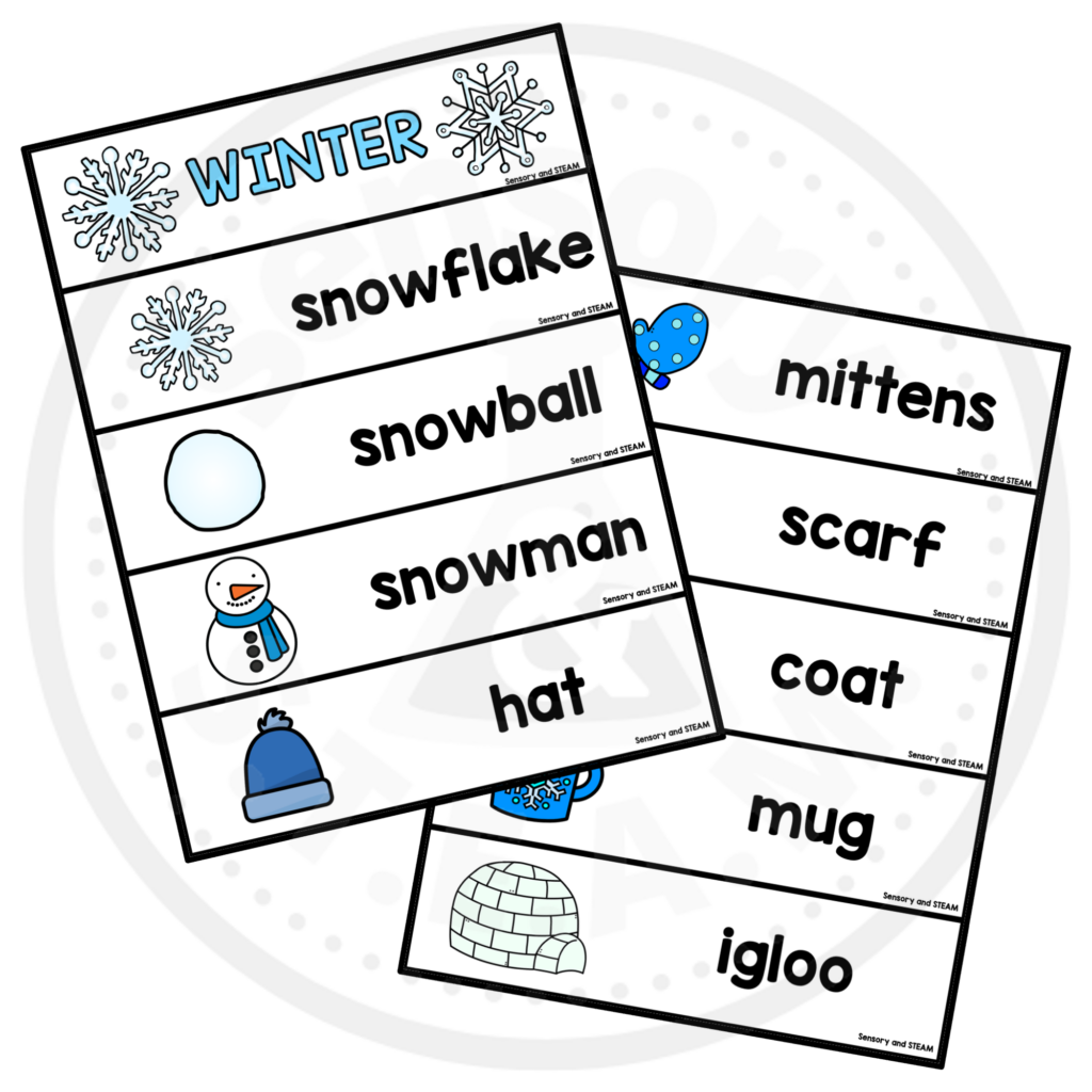 WINTER VOCABULARY PAGE FREEBIE word wall pocket charts tracing sheet ...