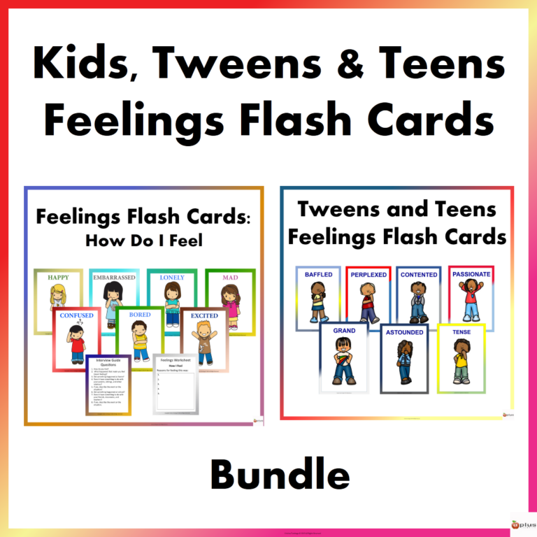 Kids, Tweens and Teens Feeling Flash Cards Bundle | Made By Teachers