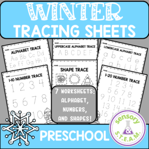 WINTER Themed Tracing Worksheets for Preschool PREK, alphabet numbers ...