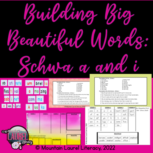 Schwa Sort and Build for Multisyllabic Words | Made By Teachers