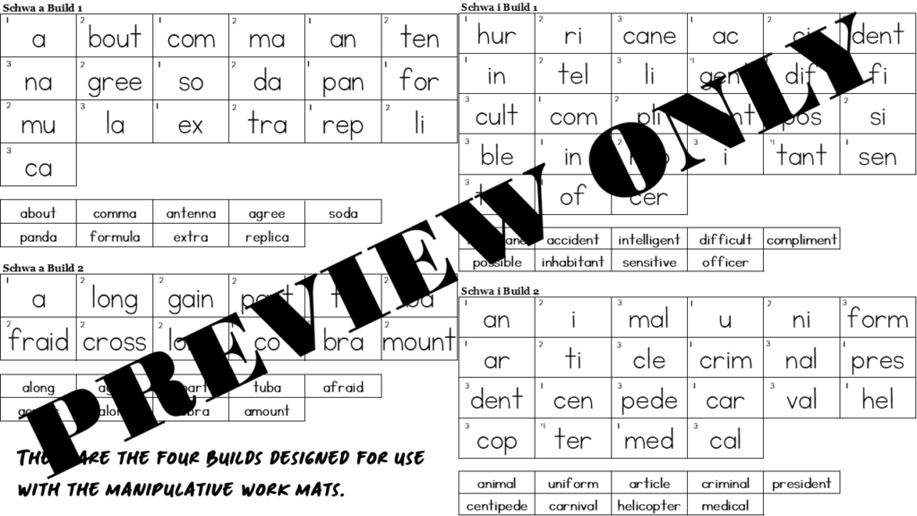 Schwa Sort and Build for Multisyllabic Words | Made By Teachers