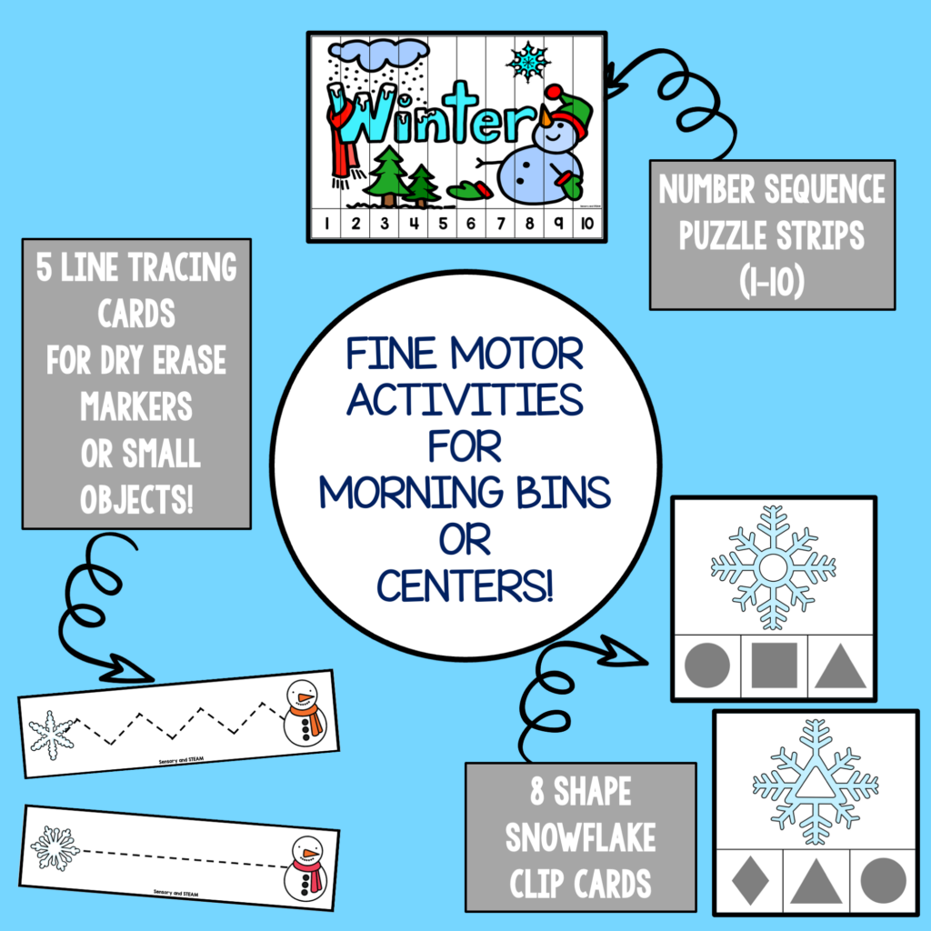 WINTER Fine Motor Prewriting Activity Worksheets | line trace, cut ...