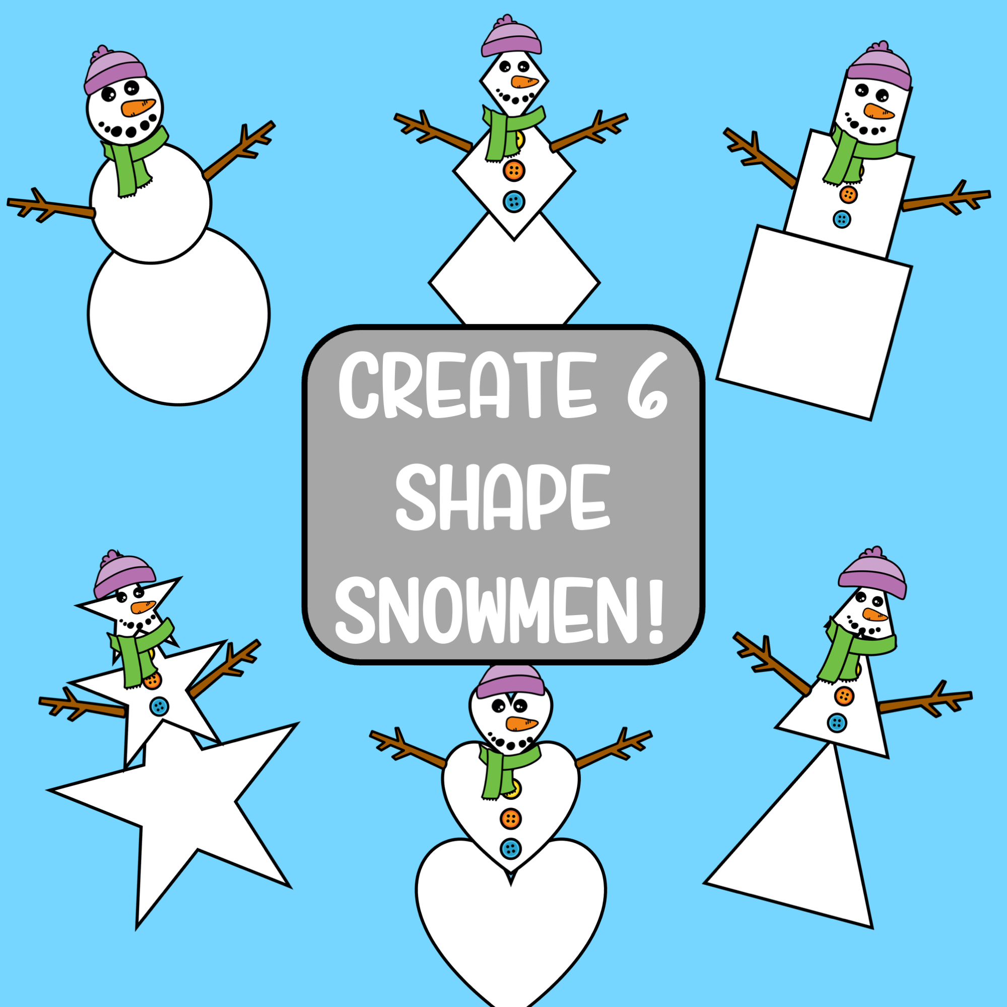 WINTER SNOWMAN SIZE AND SHAPE SORTING LEARNING ACTIVITY GAME ...