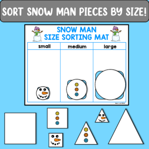 WINTER SNOWMAN SIZE AND SHAPE SORTING LEARNING ACTIVITY GAME ...