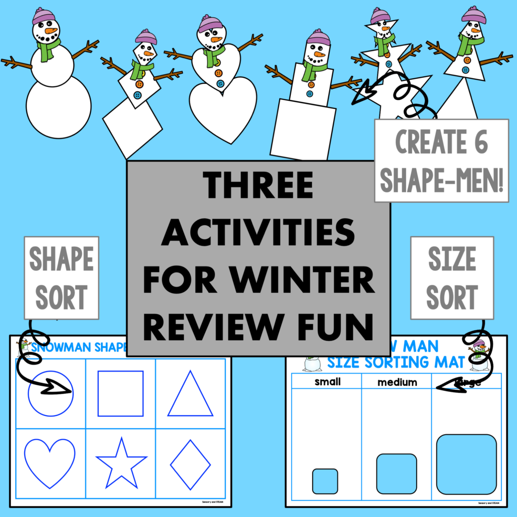 WINTER SNOWMAN SIZE AND SHAPE SORTING LEARNING ACTIVITY GAME ...