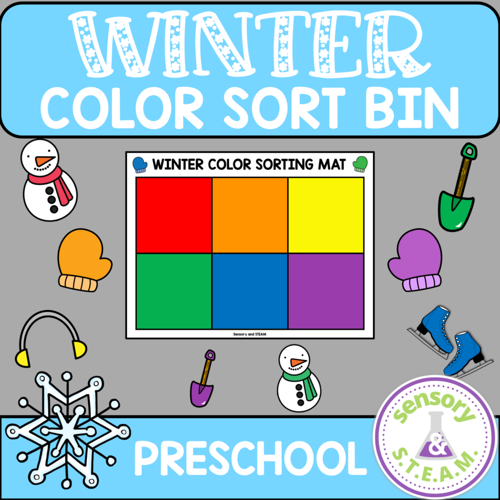 WINTER COLOR SORT SENSORY BIN for Toddlers and Preschool | color match ...