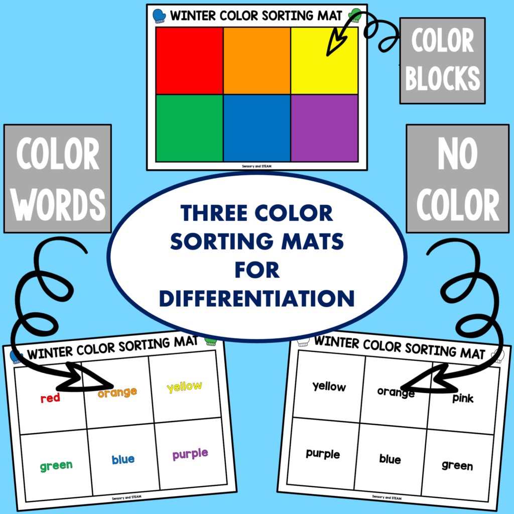 WINTER COLOR SORT SENSORY BIN for Toddlers and Preschool | color match ...