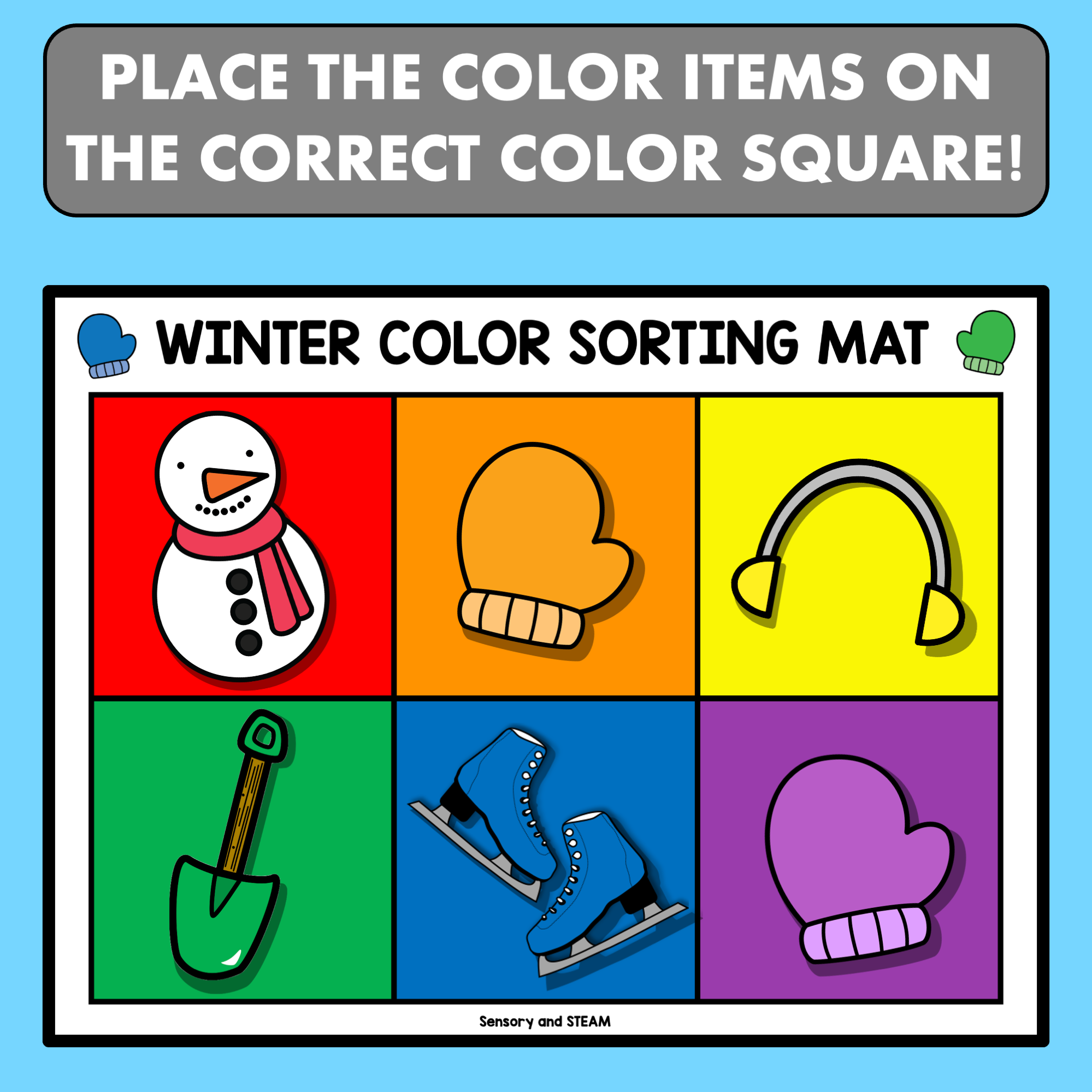 WINTER COLOR SORT SENSORY BIN for Toddlers and Preschool | color match ...