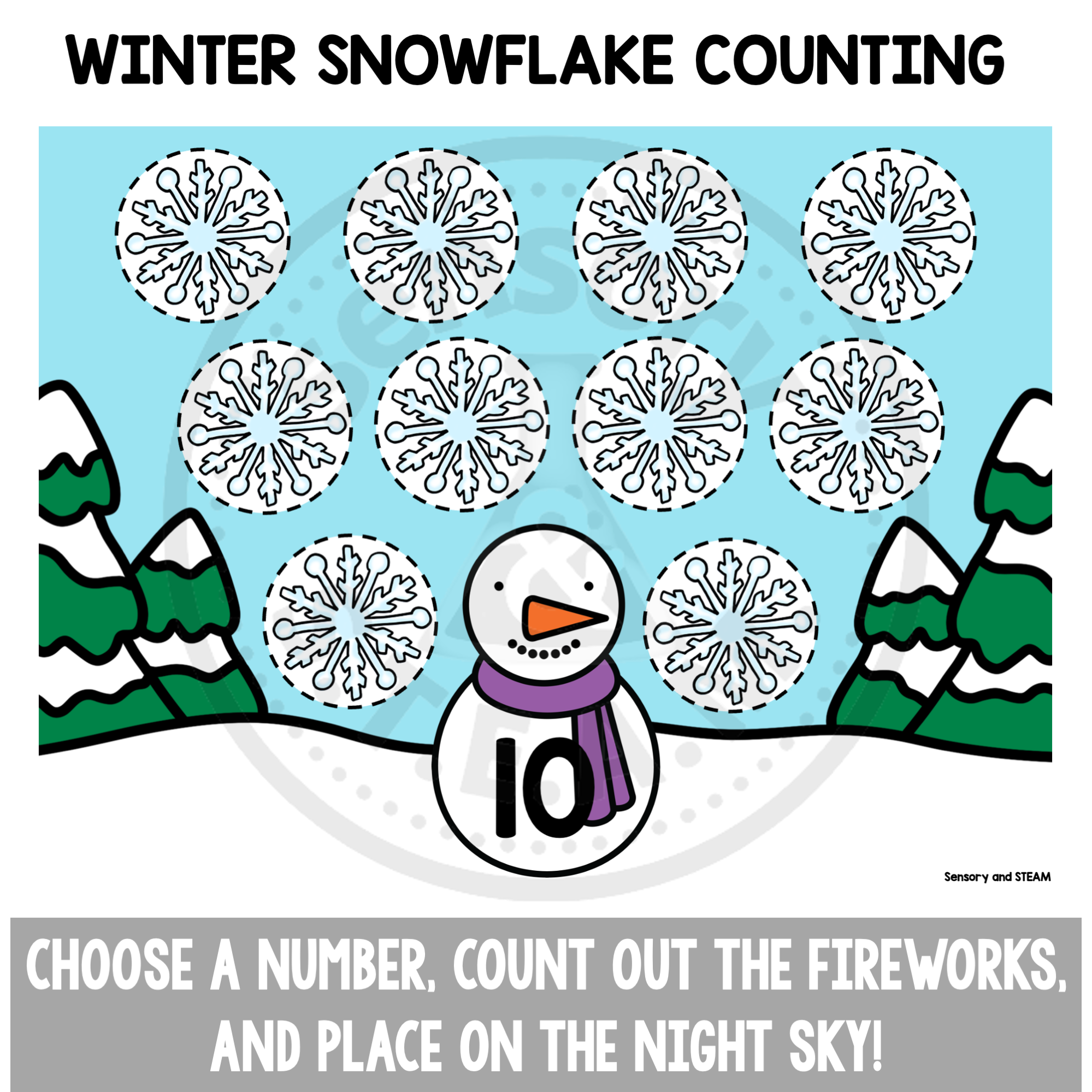 WINTER Snowflake Count Activity for Preschool Pre-K and Toddlers | Math ...