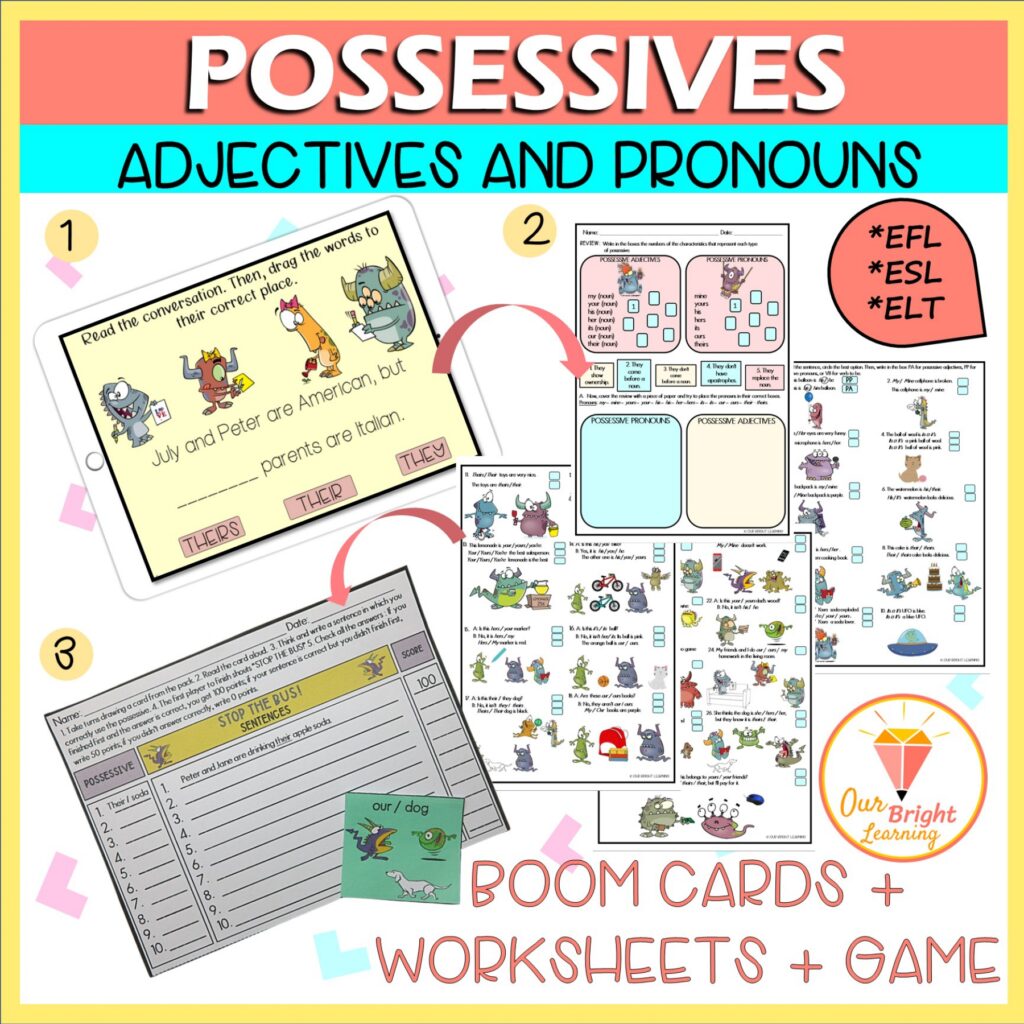 ESL/EFL/ESOL Possessive Adjectives and Pronouns | BOOM Cards ...