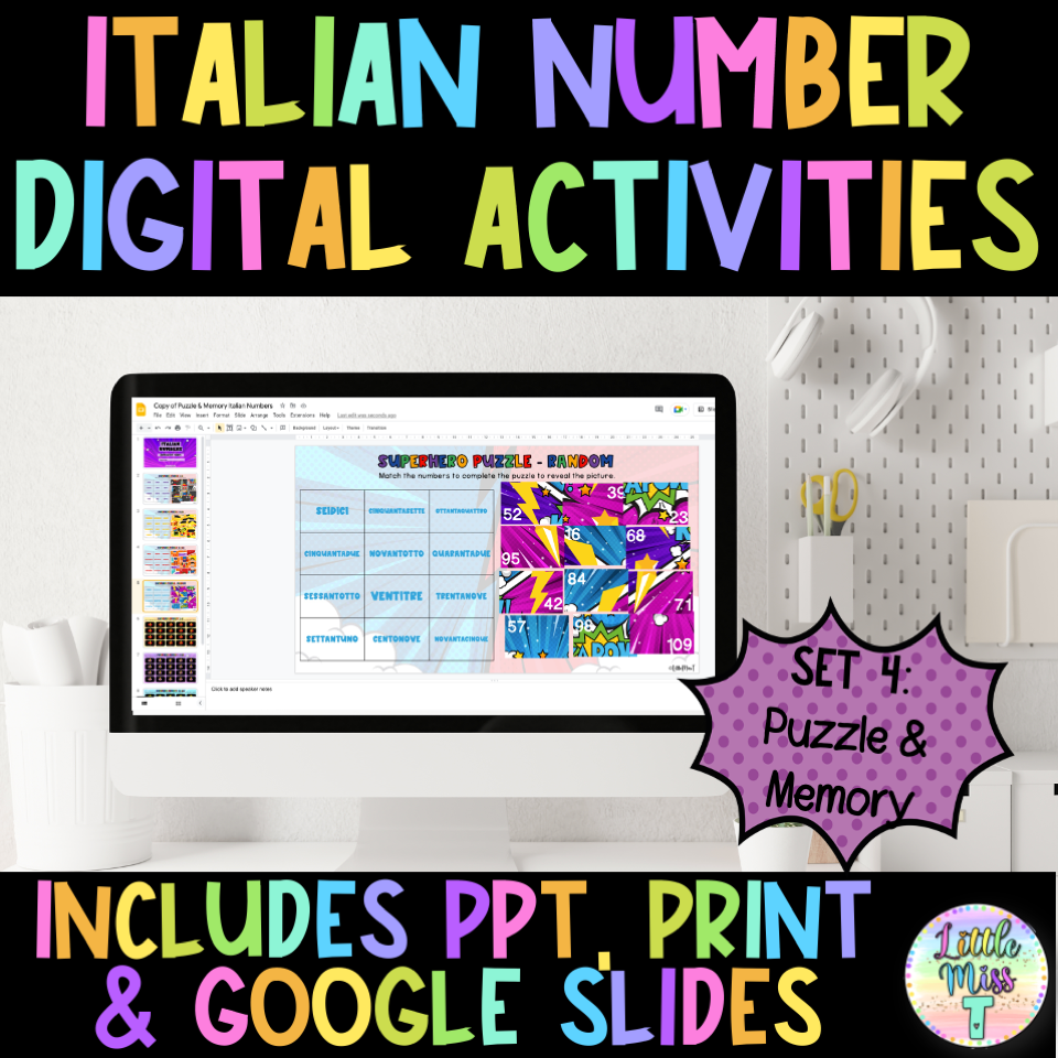 Set 4 - Italian Numbers Interactive Digital & Print - Puzzle & Memory ...
