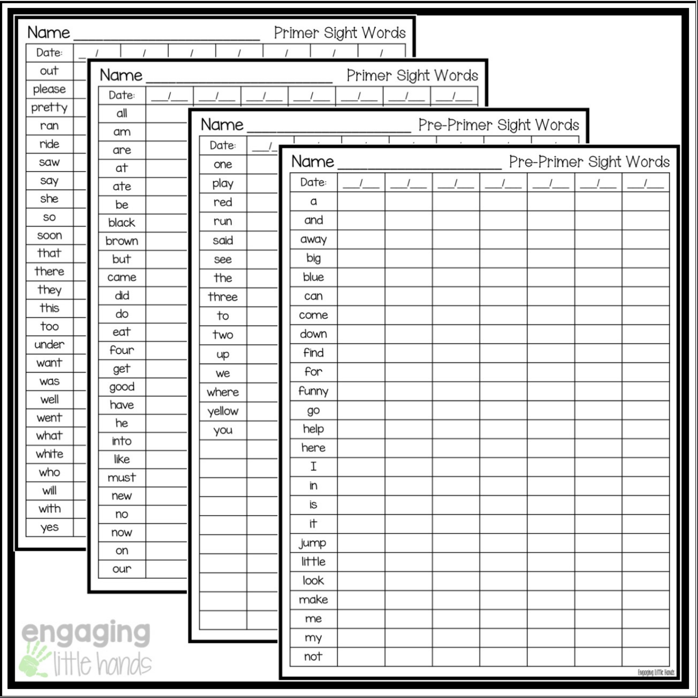 Track and Assess Pre-Primer and Primer Sight Words | Made By Teachers