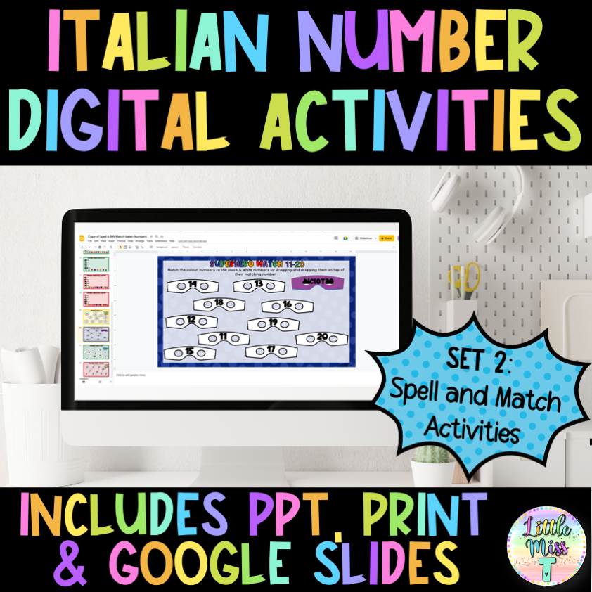Set 2 - Italian Numbers Interactive Digital & Print - Spell & Match ...