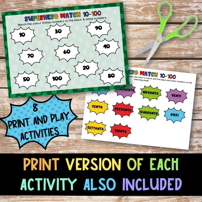 Set 2 - Italian Numbers Interactive Digital & Print - Spell & Match ...