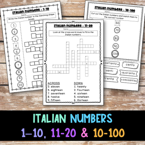 Italian Numbers Worksheets 1-100 - Italian Vocabulary - Italian ...