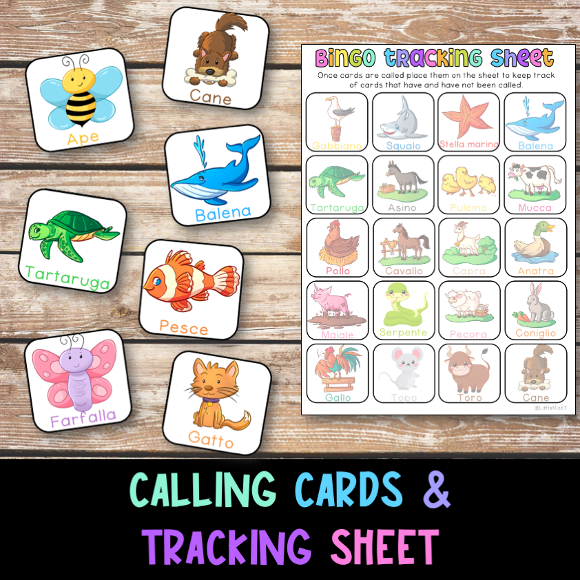 Italian Animal Bingo - Tombola - Italian Language Vocabulary - Italy ...