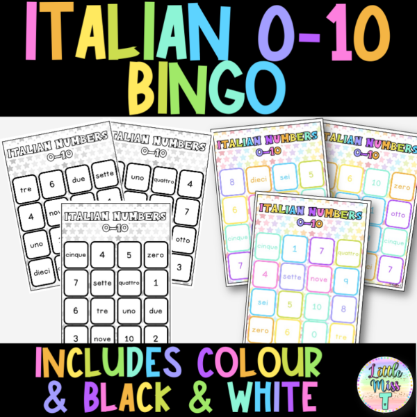 Italian Numbers 0 - 10 Bingo - Tombola - Italian Language | Made By ...