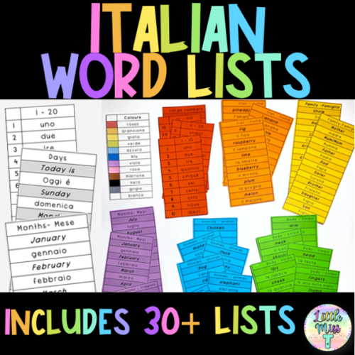 Italian Vocabulary Word Lists - 30+ Lists of Italian Words | Made By ...