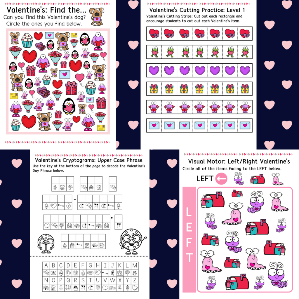 Valentine's Day OT and Visual Perceptual Worksheets | Made By Teachers