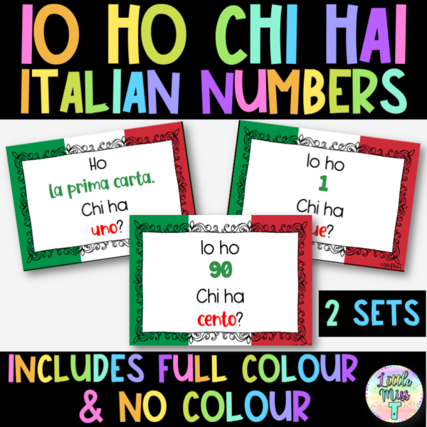 Italian Numbers 1-100 - Io ho Chi hai - I have who has - language ...