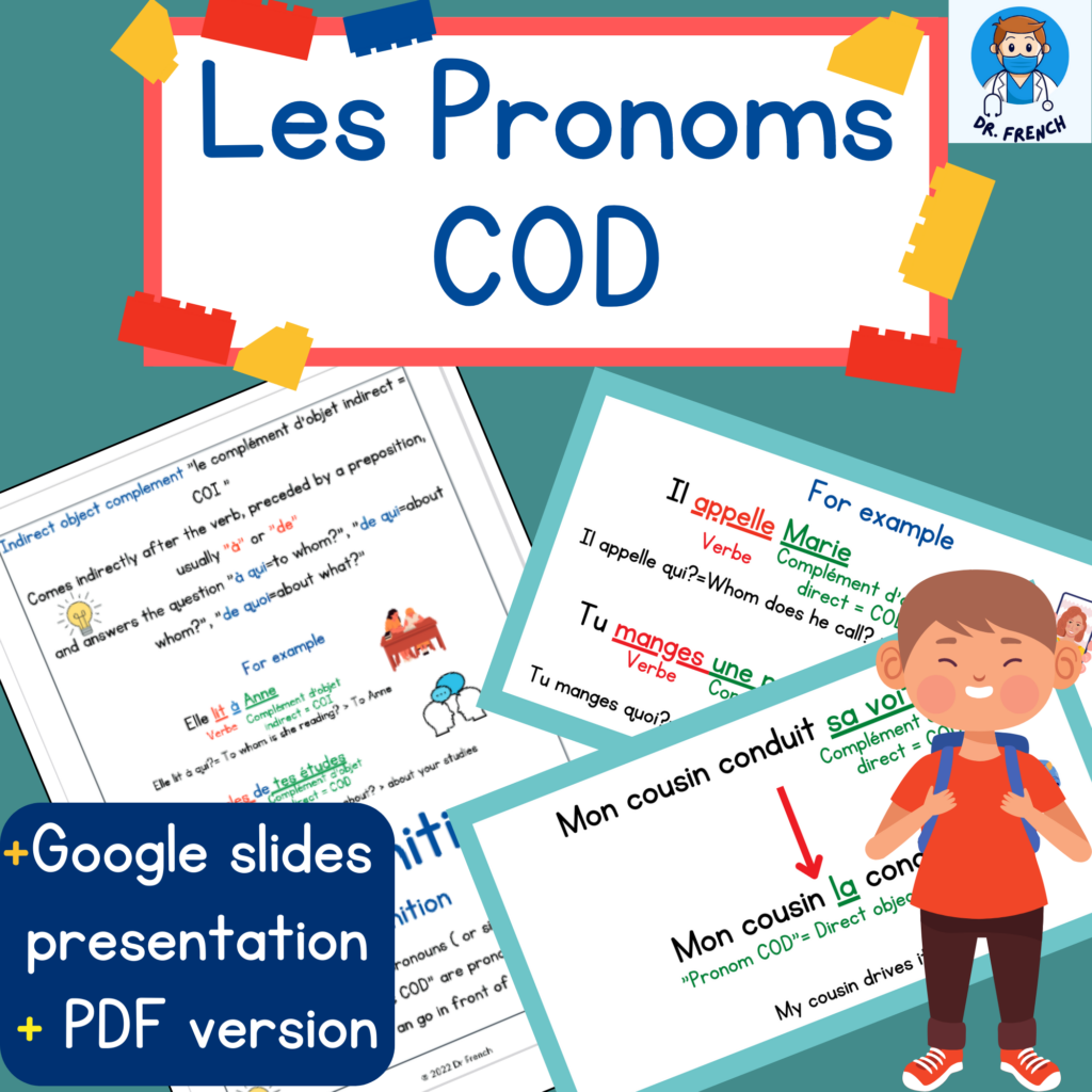 Les Pronoms COD. French Direct Object Pronouns Lesson and activities ...