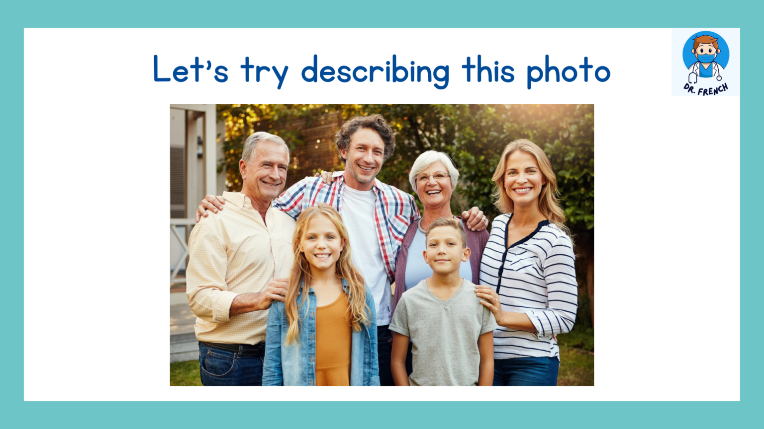 French Photo Description. Décrire une photo. Google slides lesson and ...