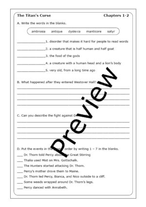 Rick Riordan "The Titan's Curse" worksheets | Made By Teachers