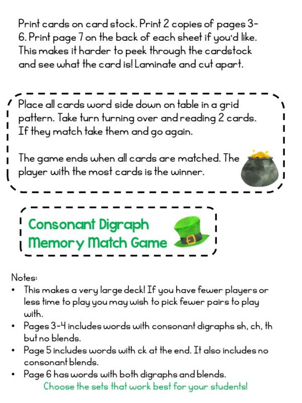 Consonant Digraph Memory Match | Made By Teachers