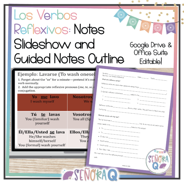 Spanish Reflexive Verbs Notes Slideshow and Guided Notes Outline | Made ...