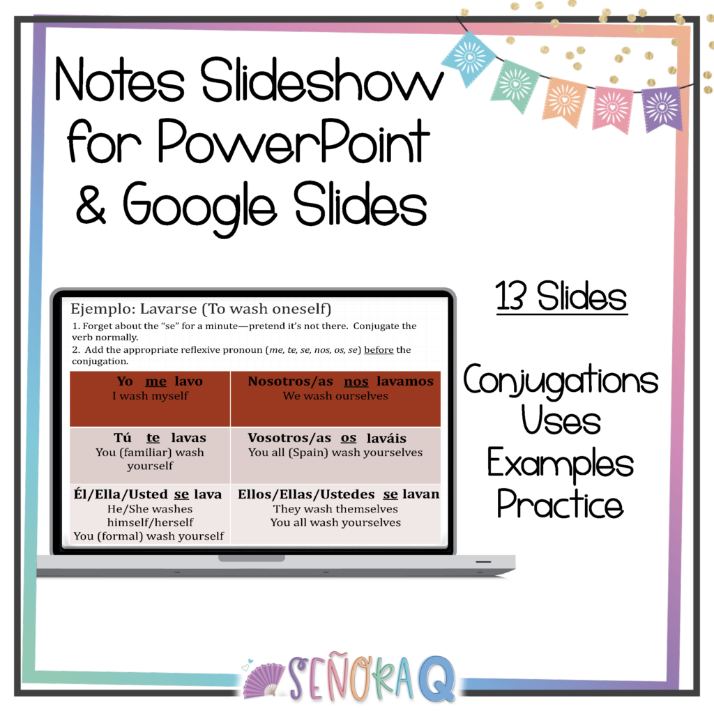 Spanish Reflexive Verbs Notes Slideshow and Guided Notes Outline | Made ...