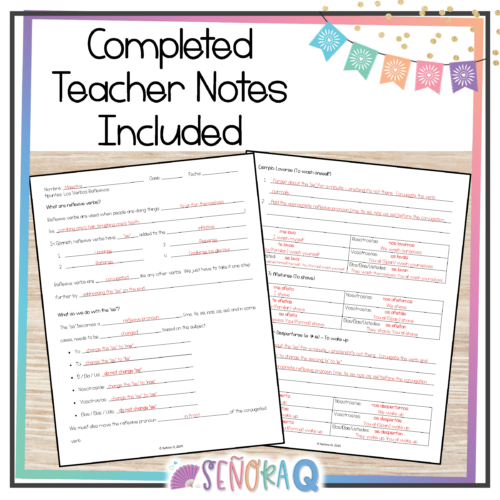 Spanish Reflexive Verbs Notes Slideshow and Guided Notes Outline | Made ...