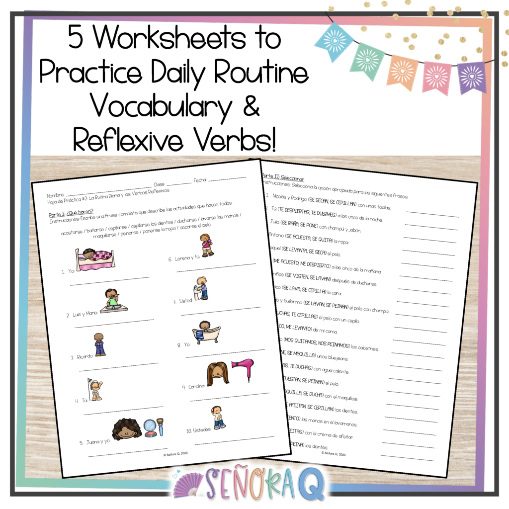 Spanish Daily Routine and Reflexive Verbs Worksheets | Made By Teachers