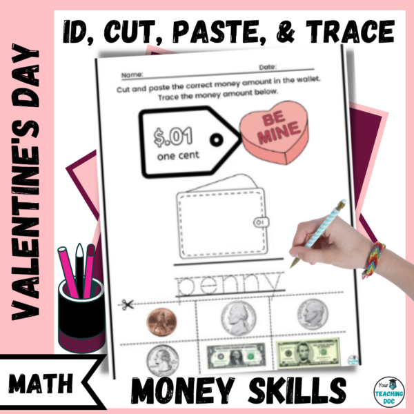 Valentine's Day Identify and Count Money Math Life Skill Worksheets ...